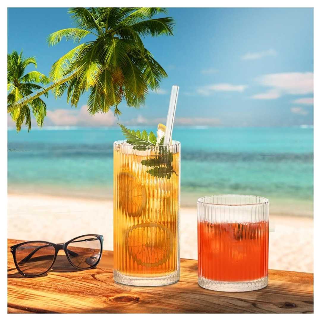 PATRICK – Water Glass – Ribbed – 420 ml Clear - Lucky Interiors Ltd