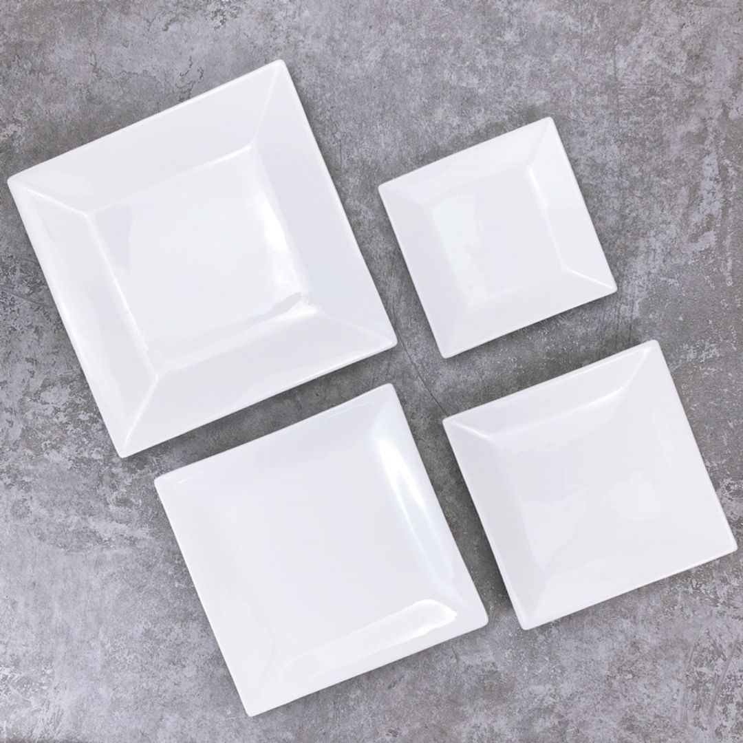 Ceramic – Square Plate – 10" White - Lucky Interiors Ltd