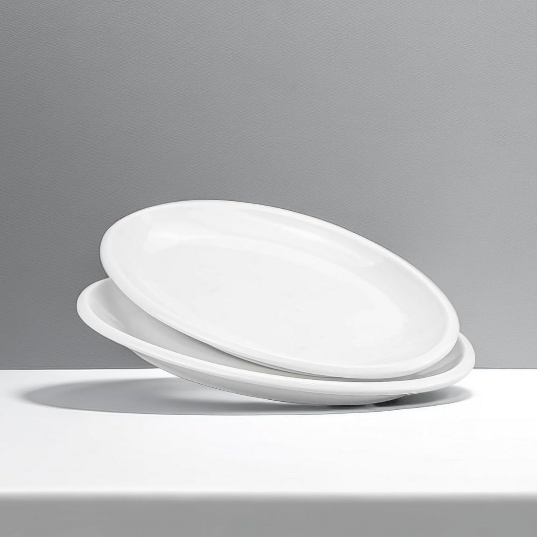 Ceramic – Oval Plate – 26 cm White - Lucky Interiors Ltd